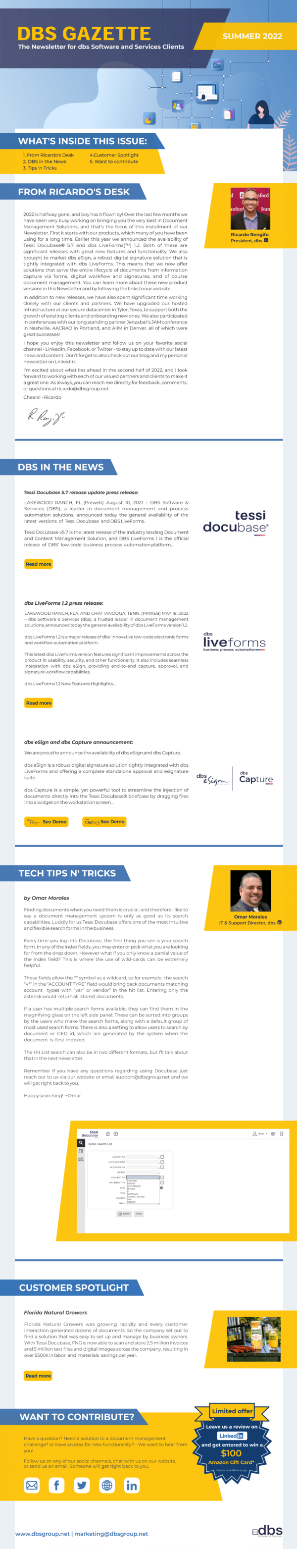 The Newsletter For DBS Software and Services Clients - Document ...